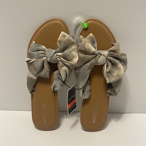 west loop | Shoes | Womens Gray Bow Slip On Slide Sandals With ...